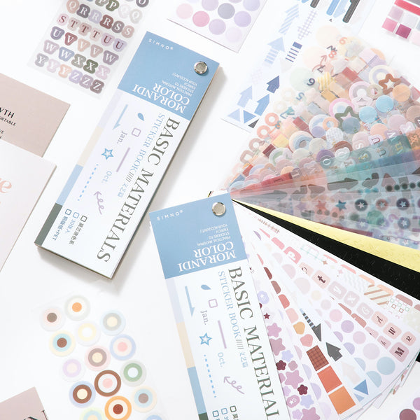 Basic Materials Sticker Book – Pastel & Neutral | Kawaii Pen Shop