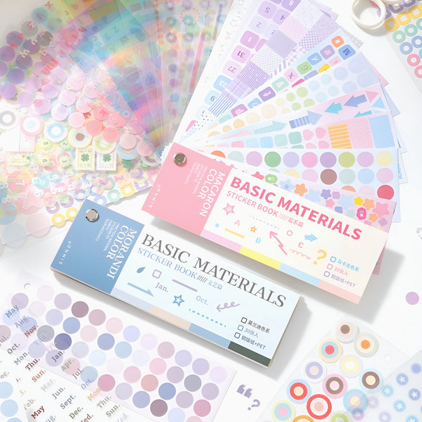 Basic Materials Sticker Book – Pastel & Neutral | Kawaii Pen Shop