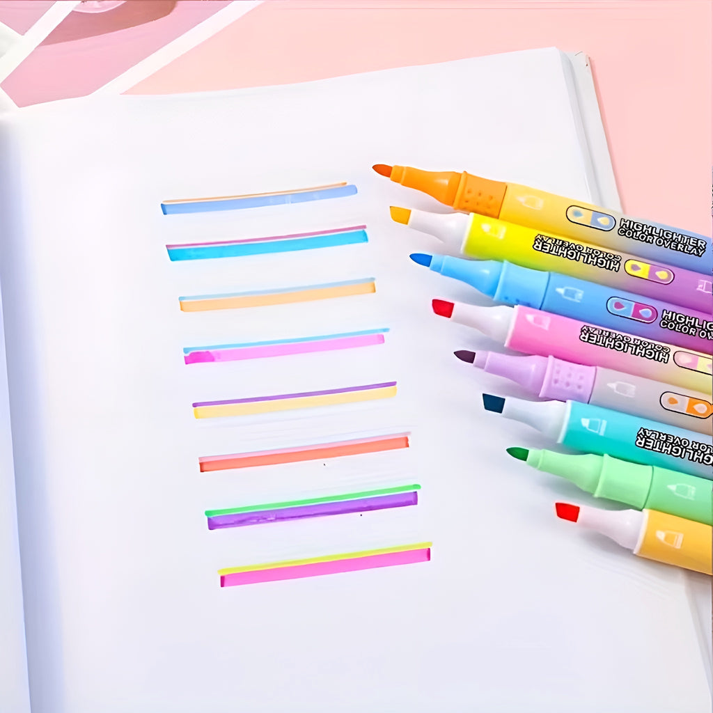 CY Double-Sided Color Highlighters - Set of 8 | Kawaii Pen Shop