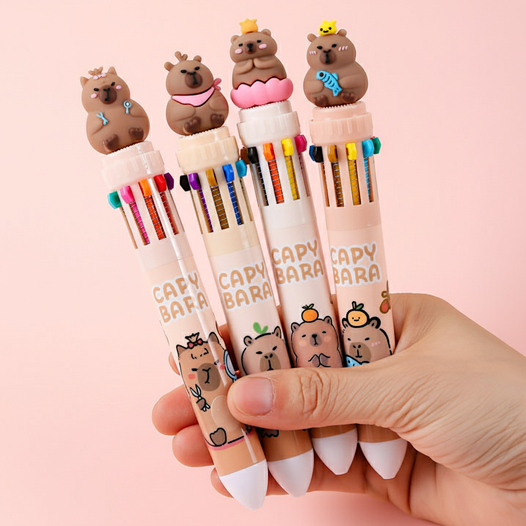 Cute Capybara 10-in-1 Multi Color Pen | Kawaii Pen Shop