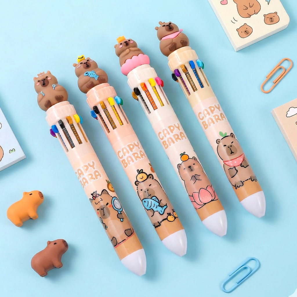 Cute Capybara 10-in-1 Multi Color Pen | Kawaii Pen Shop