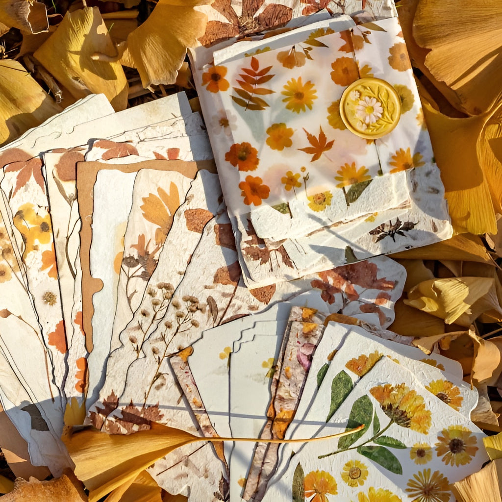 Pressed Flowers Vintage Decorative Paper Set | Kawaii Pen Shop