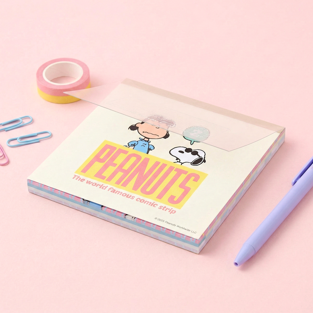 Sun-Star Peanuts Snoopy Square Memo Pad - Beige | Kawaii Pen Shop