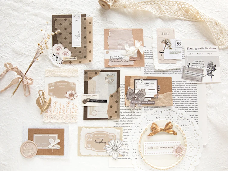 Vintage Loose Leaf Decorative Scrapbooking Stickers | Kawaii Pen Shop