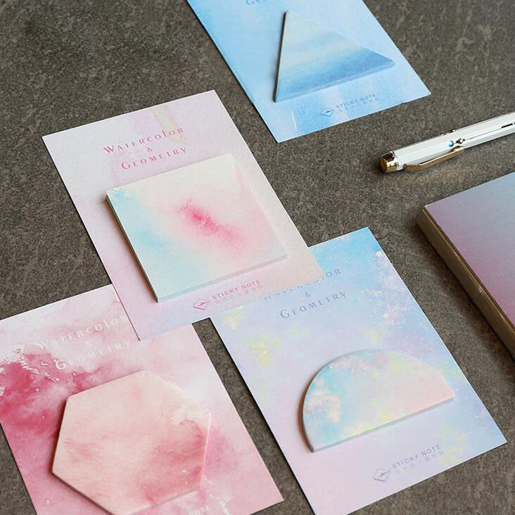 Watercolor & Geometry Sticky Notes | Kawaii Pen Shop