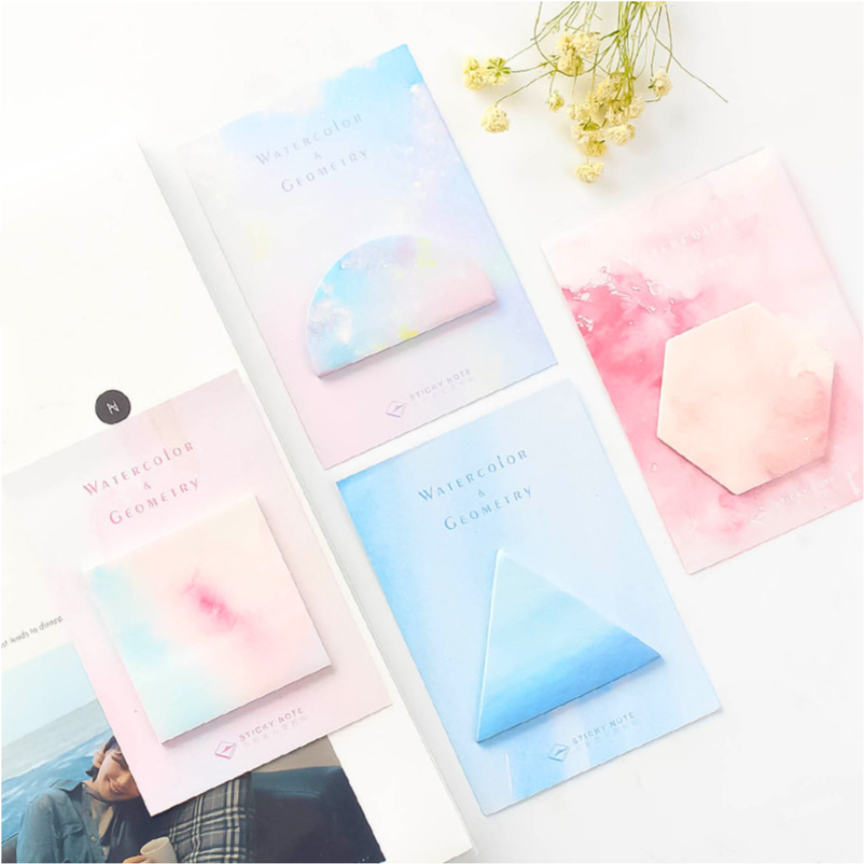 Watercolor & Geometry Sticky Notes | Kawaii Pen Shop