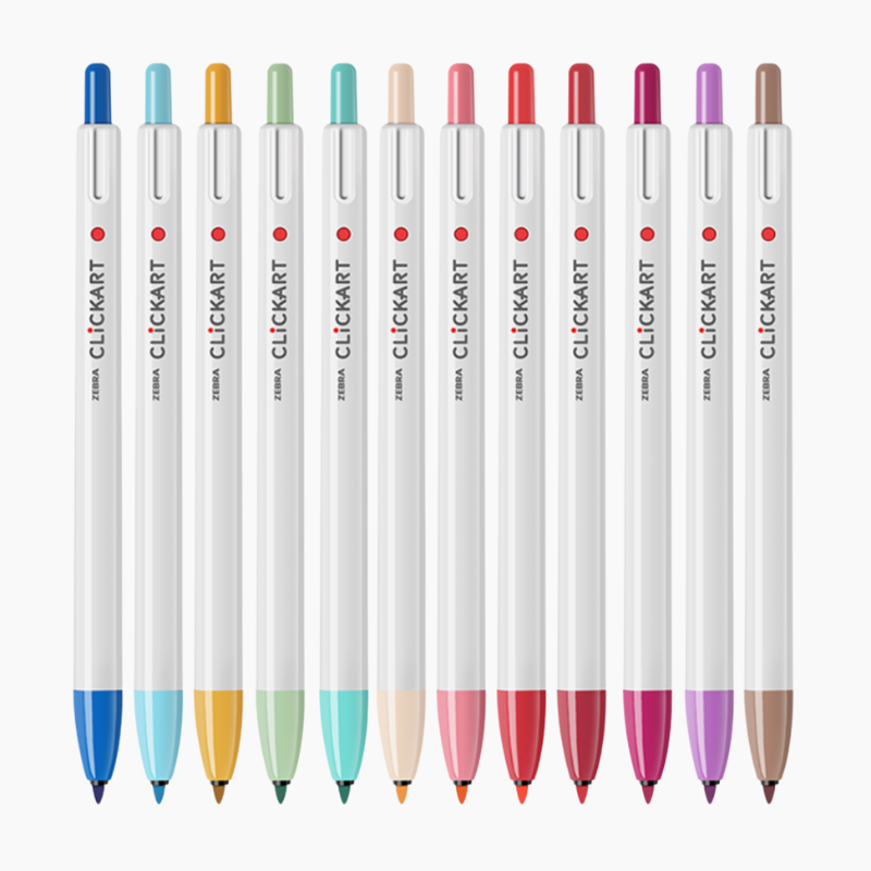 Stylus Tip Pens Zebra Clickart Pale Color Pens - 12 Color Water-Based ...